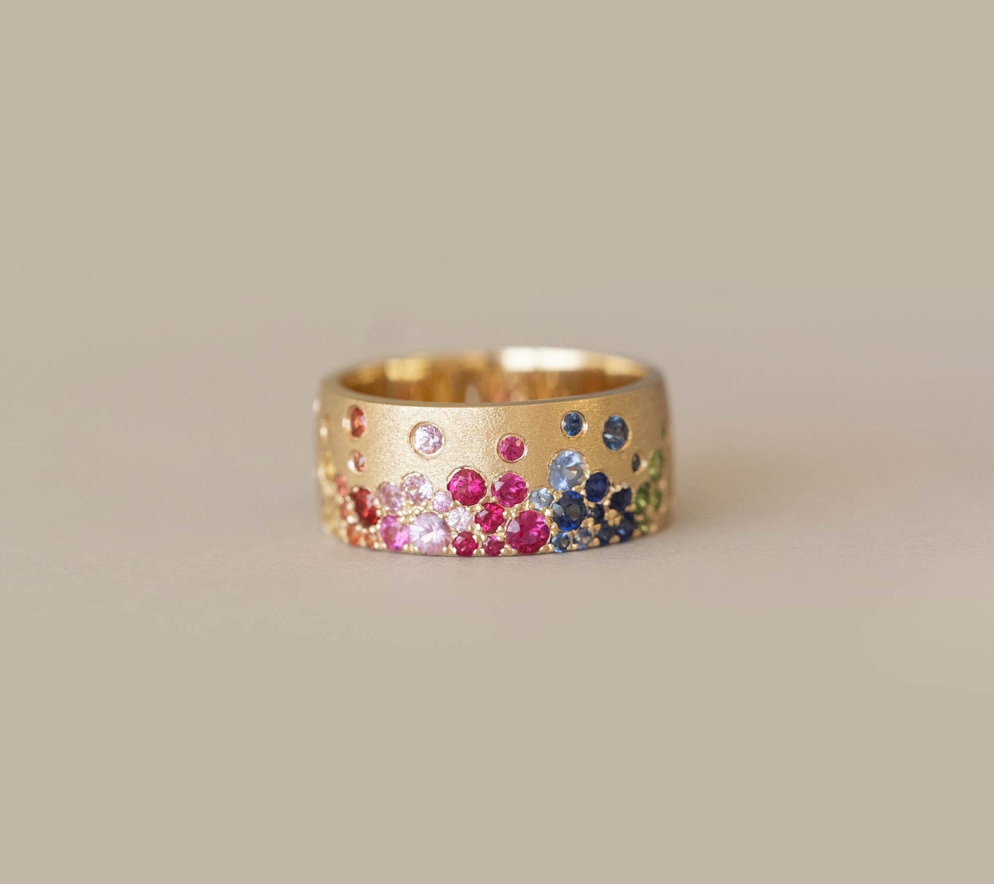 Scattered Rainbow Gemstone Wide Ring – Harold Stevens